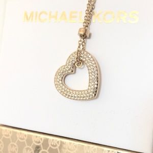 Michael Kors | Jewelry | Authentic Mk Gold Tone Pave Heart Pendant ...